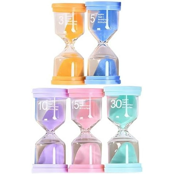 3/5/10/15/30 Minute Sand Timers, Timer Set, Macaron Colors, Glass Body ...