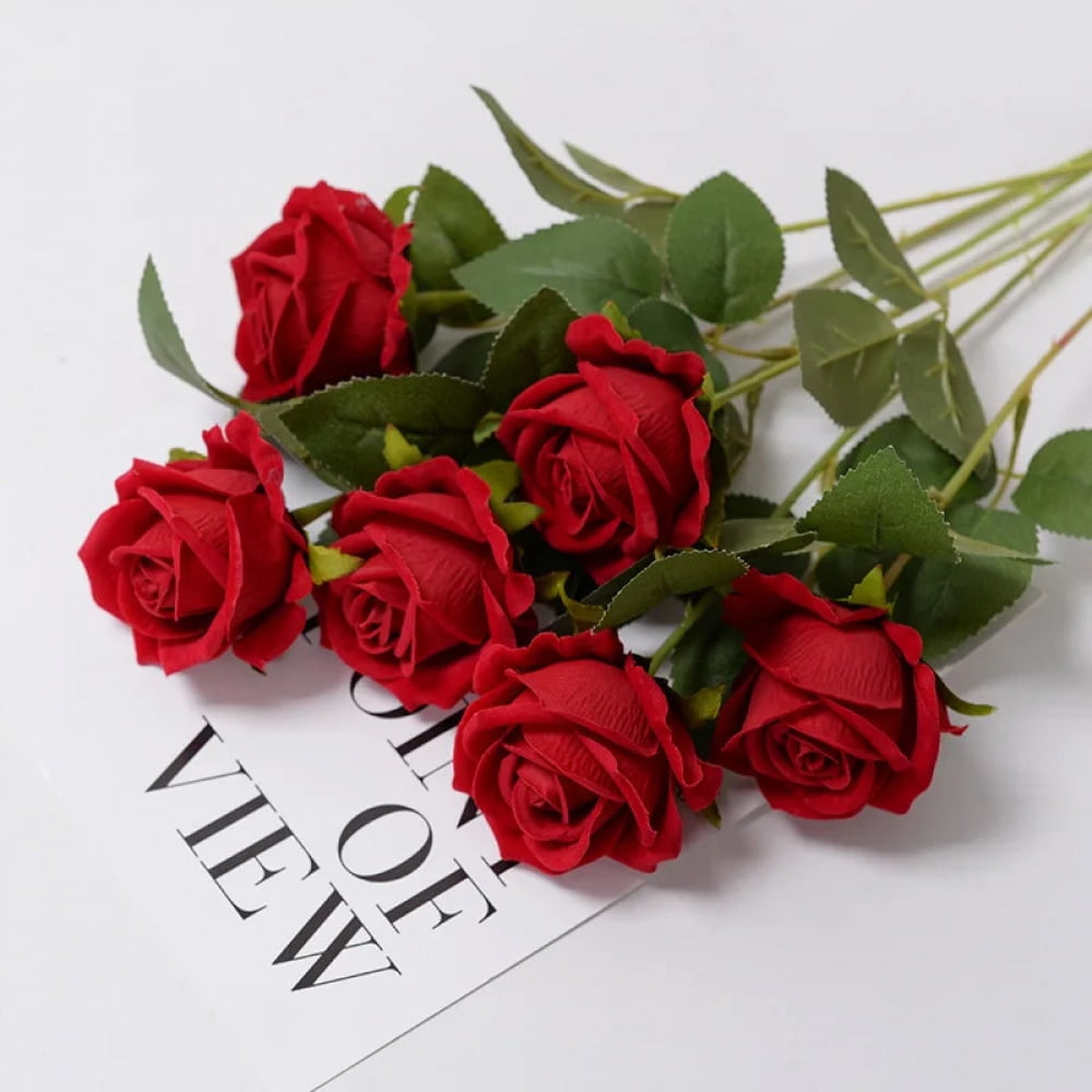 3/5/10/20pcs Roses Artificial Flowers Rose Flower Branch Artificial Red ...