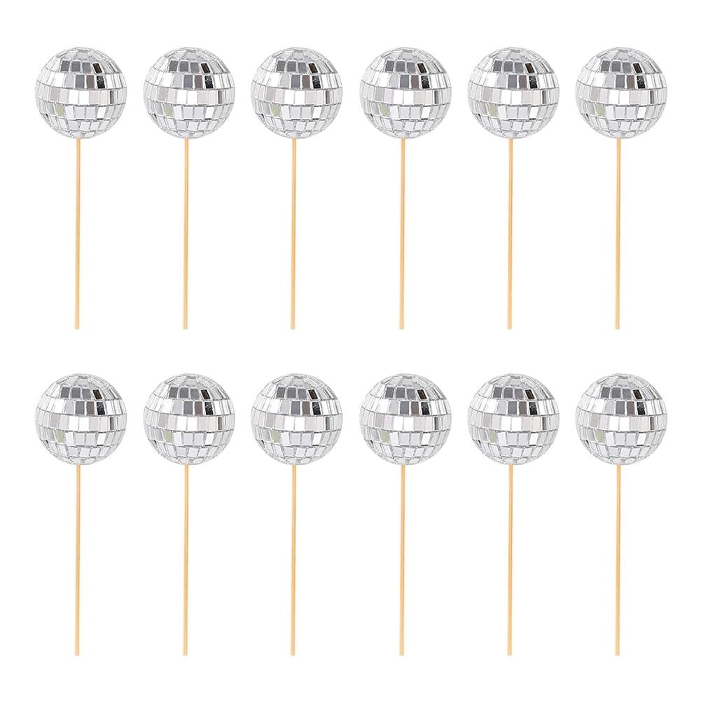 3/5/12Pcs Stir Disco Cake Sign Prom Decorations Mini Mirror Cakes Ball ...