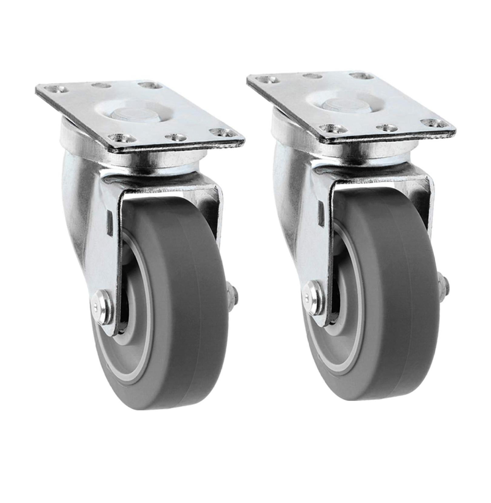 3.5" 2 Pack Plate Caster, Thermoplastic Light Heavy Duty Rubber Gray ...