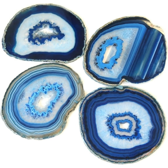 3.5-4'' Dyed Blue Color Sliced Brazilian Agate Coasters Polished ...
