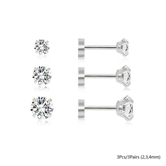 3/5/6/10pcs Hypoallergenic Stainless Steel Flat Back Stud Cartilage ...