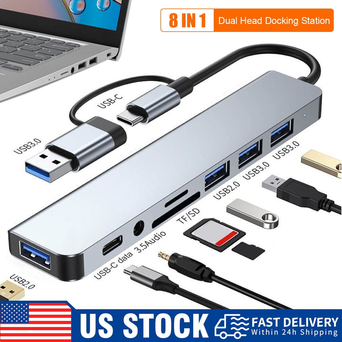 3 5 7 8 10 In1 Multiport Type C To Usb C 4k Hdmi Adapter Usb 3 0 Cable