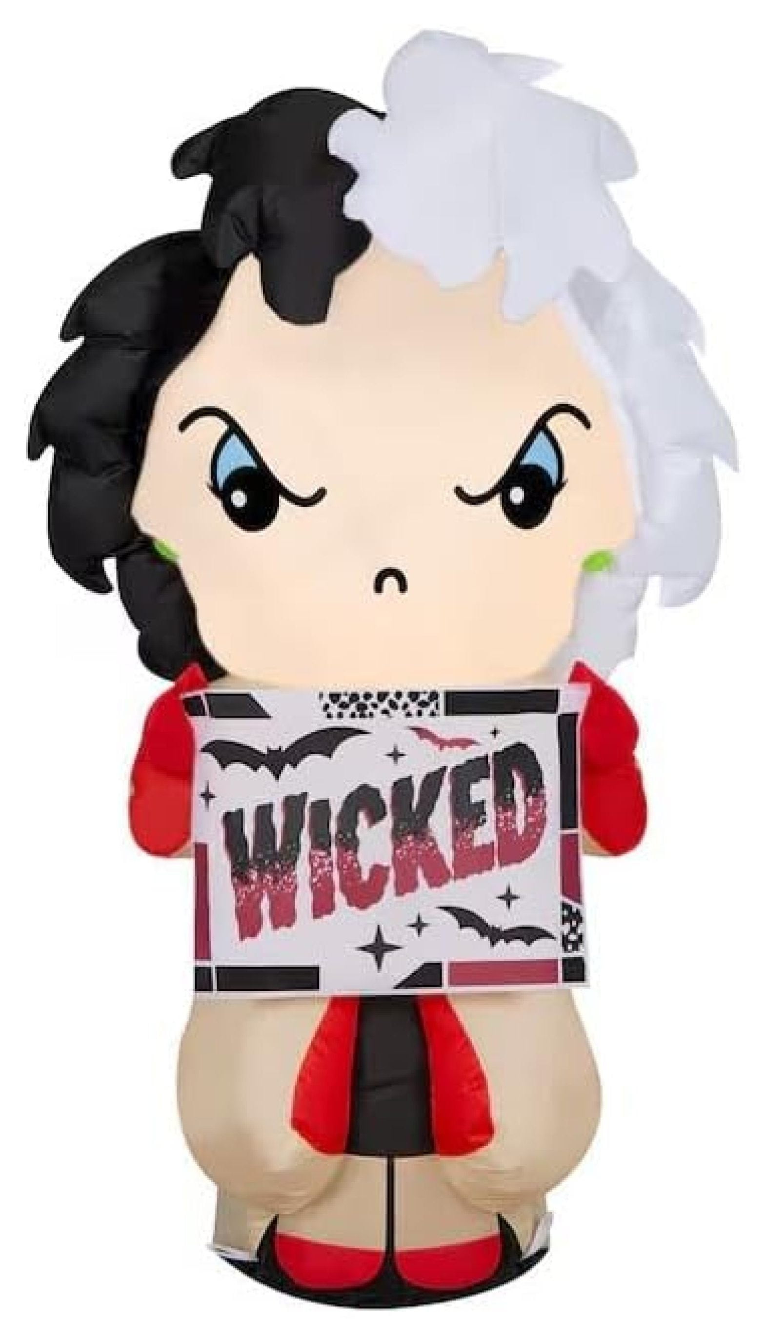 3.5' Airblown Inflatable Cruella De Vil Holding Wicked Sign Yard ...