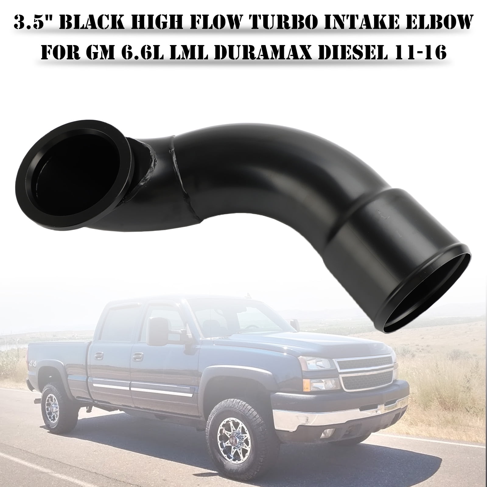 3.5" Black High Flow Turbo Intake Elbow For GM 6.6L LML Duramax Diesel ...