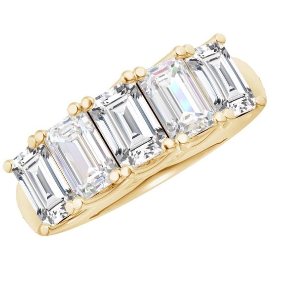 3.5 Carat 14K Yellow Gold LAB GROWN Emerald Cut 5 Stone Ring Diamond ...