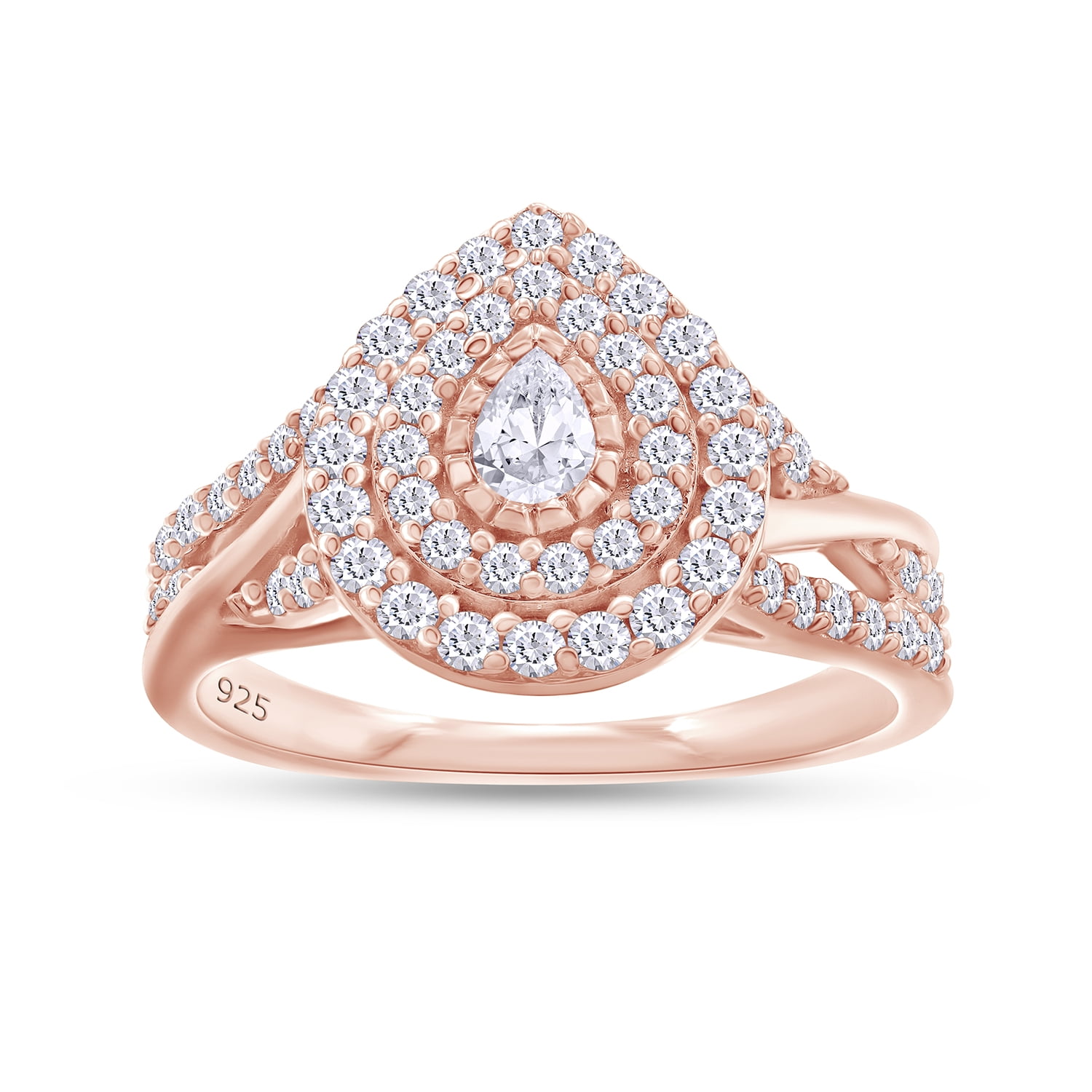 3/5 Carat Pear & Round Cut Lab Created Moissanite Diamond Mini Double ...