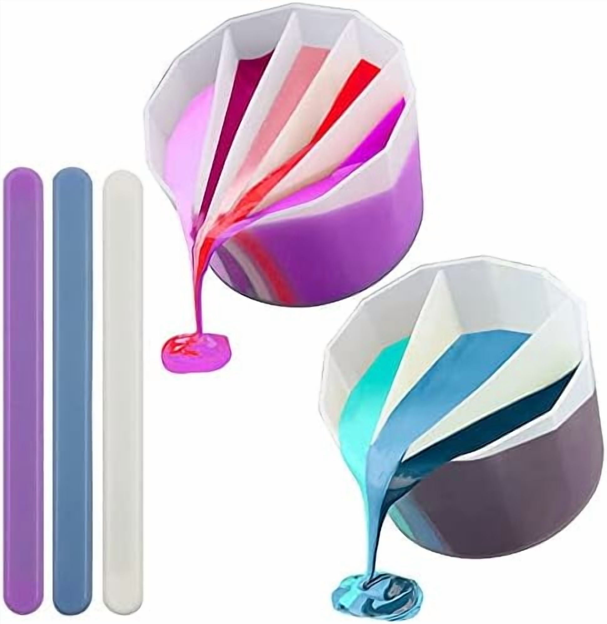 3/5 Cavity Split Cups for Paint Pouring, Reusable Silicone Split Cup ...