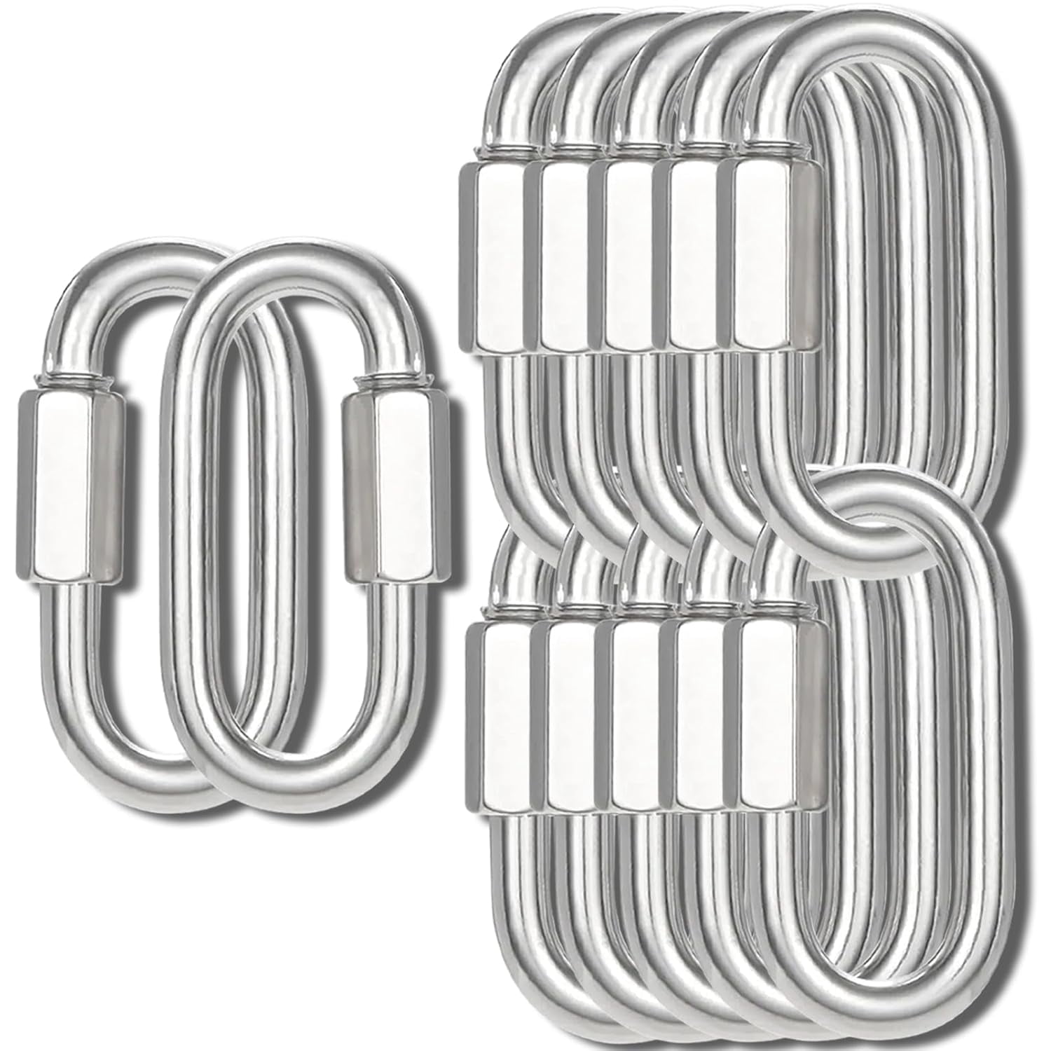 3.5" Chain Quick Links, 12Pcs 3/8" Heavy Duty Carabiner, 2000 LBS ...