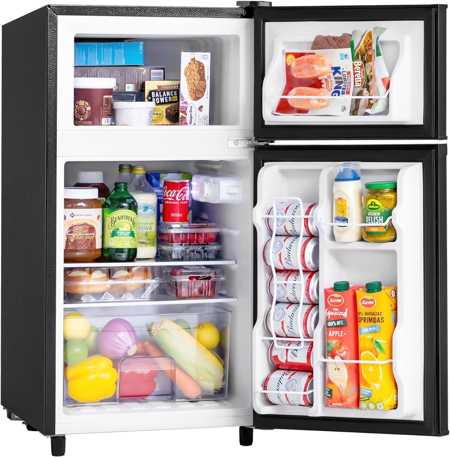3.5 Cu.Ft 2 Door Mini Fridge with Freezer, Small Refrigerator, 7 Level ...