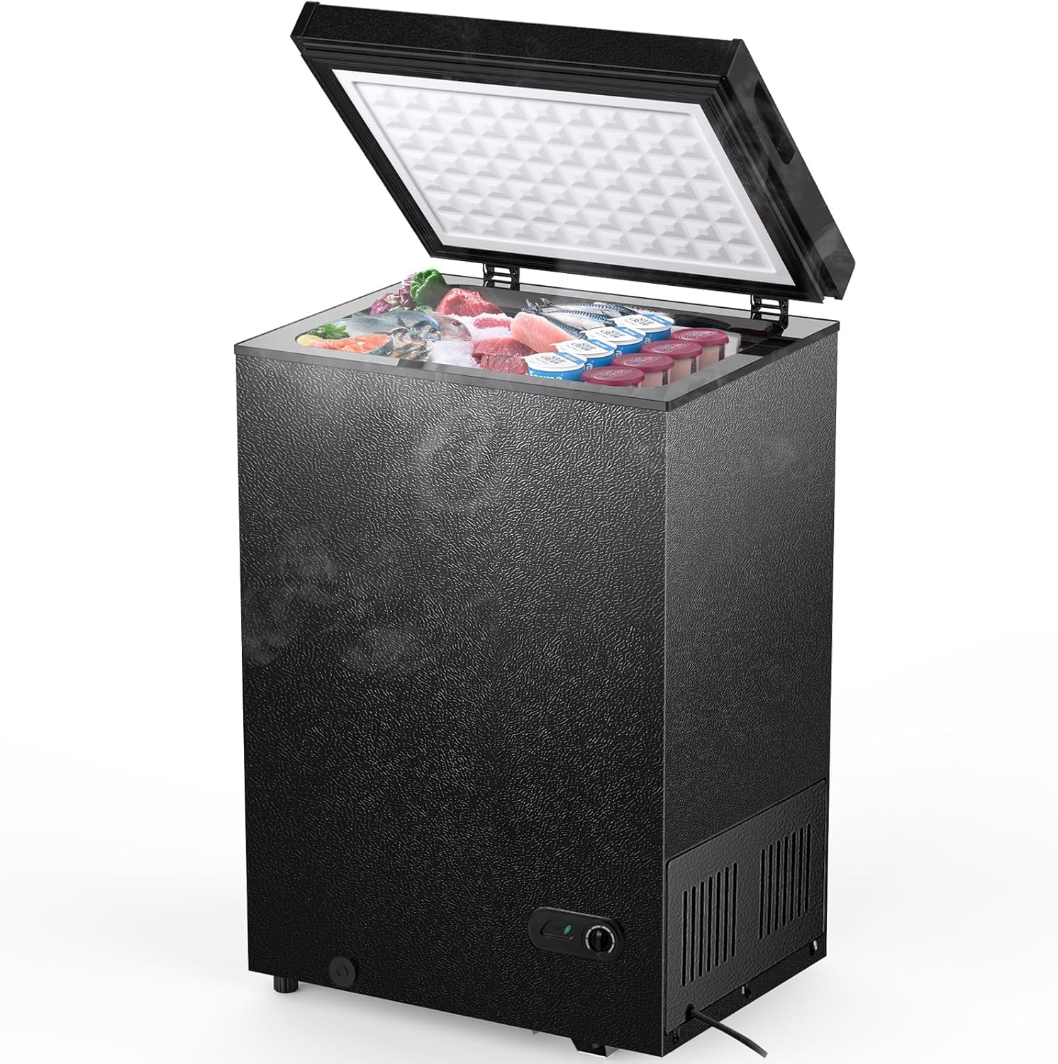 3.5 Cu.Ft Chest Freezer with Removable Basket and Bottom Defrost Water ...
