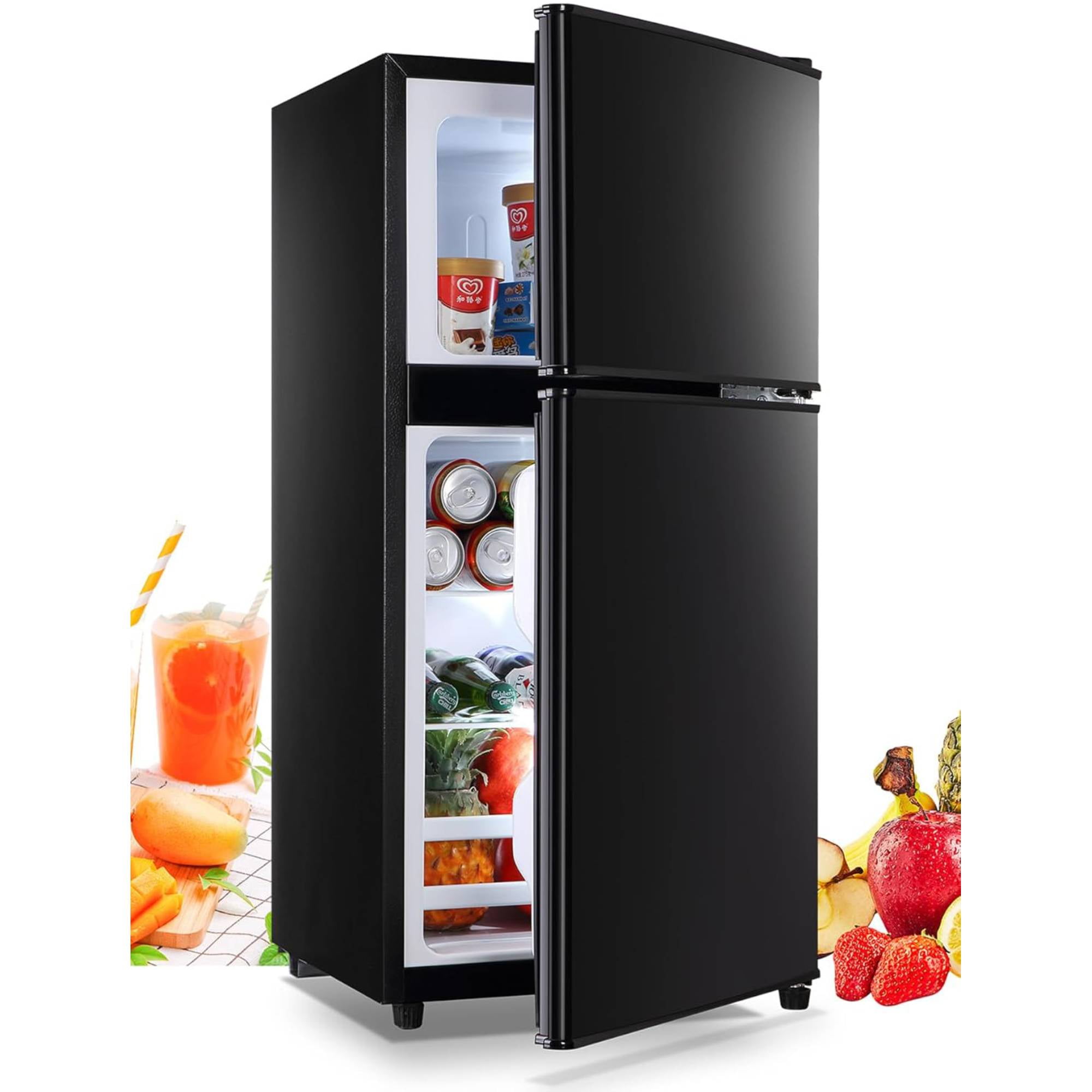 3.5 Cu.Ft Mini Fridge Freezer, 2 Door Compact Refrigerator, 7 Level ...