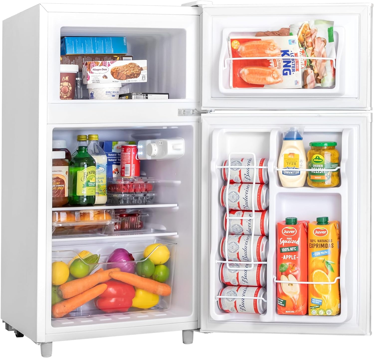 3.5 Cu.Ft Mini Fridge with Freezer, 2 Door Small Refrigerator, 7 Level ...