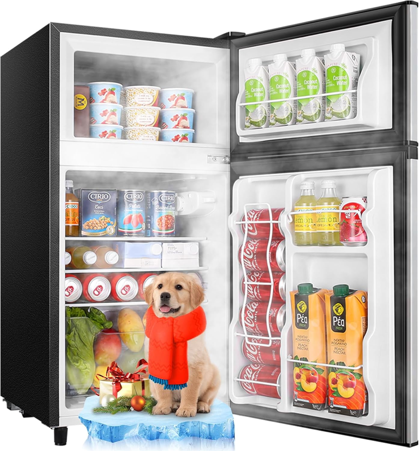 3.5 Cu.Ft Mini Fridge with Freezer Compact Refrigerator with Freezer, 7 ...