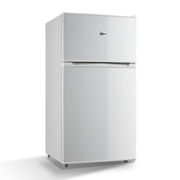 3.5 Cubic Feet Dual,Door Mini Fridge with Integrated Freezer, White ...