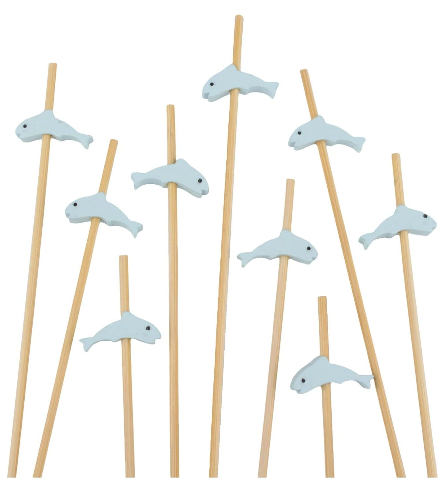 3.5" Decorative Fish Dolphin Cocktail Fruit Sandwich Bamboo Picks ...