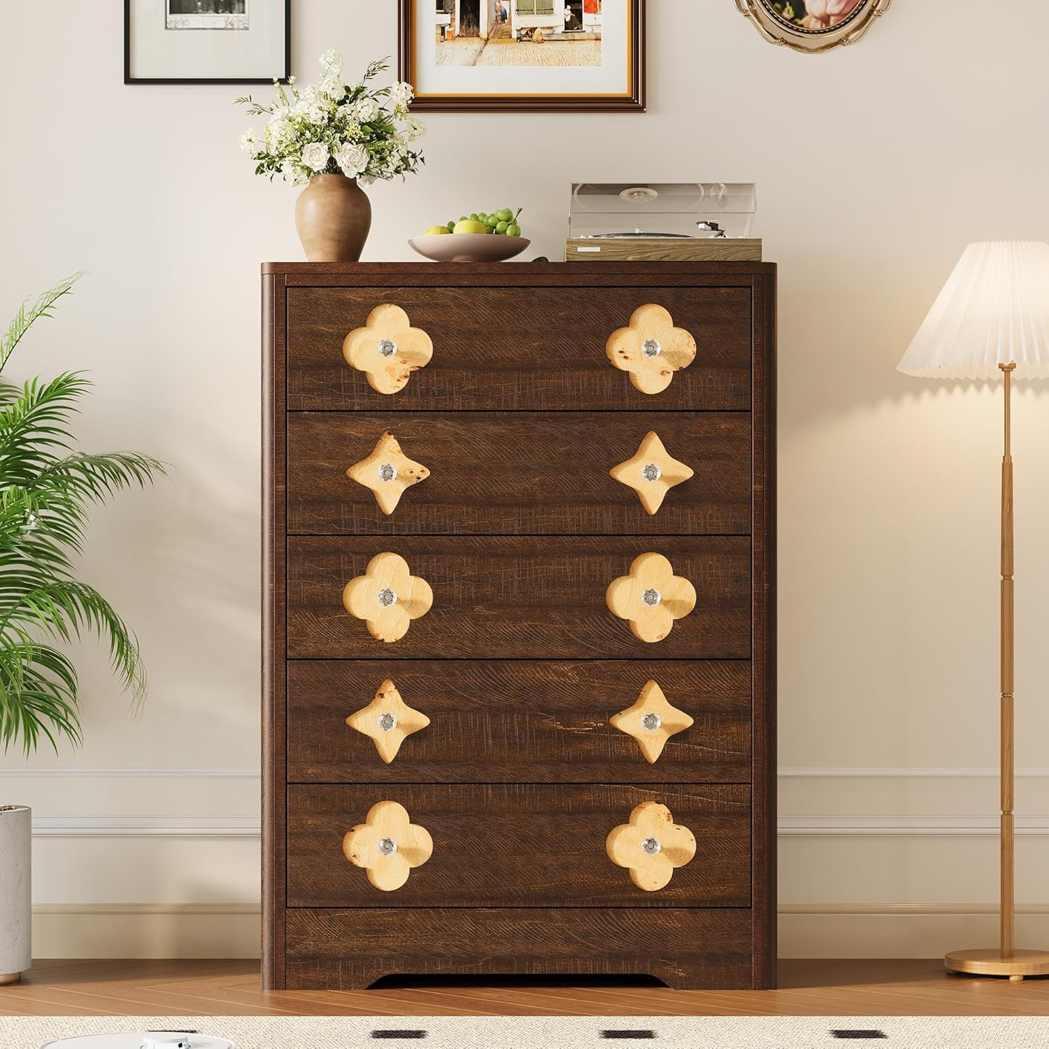 3/5-Drawers Bedroom Dresser - Decorative Front Closet Organizer, Multi ...