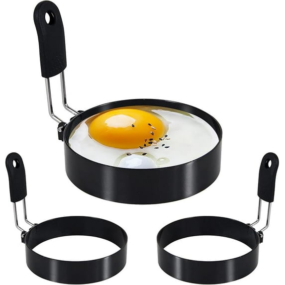 3.5'' Egg Rings with Silicone Handle, Stainless Steel Egg Cooking Rings ...