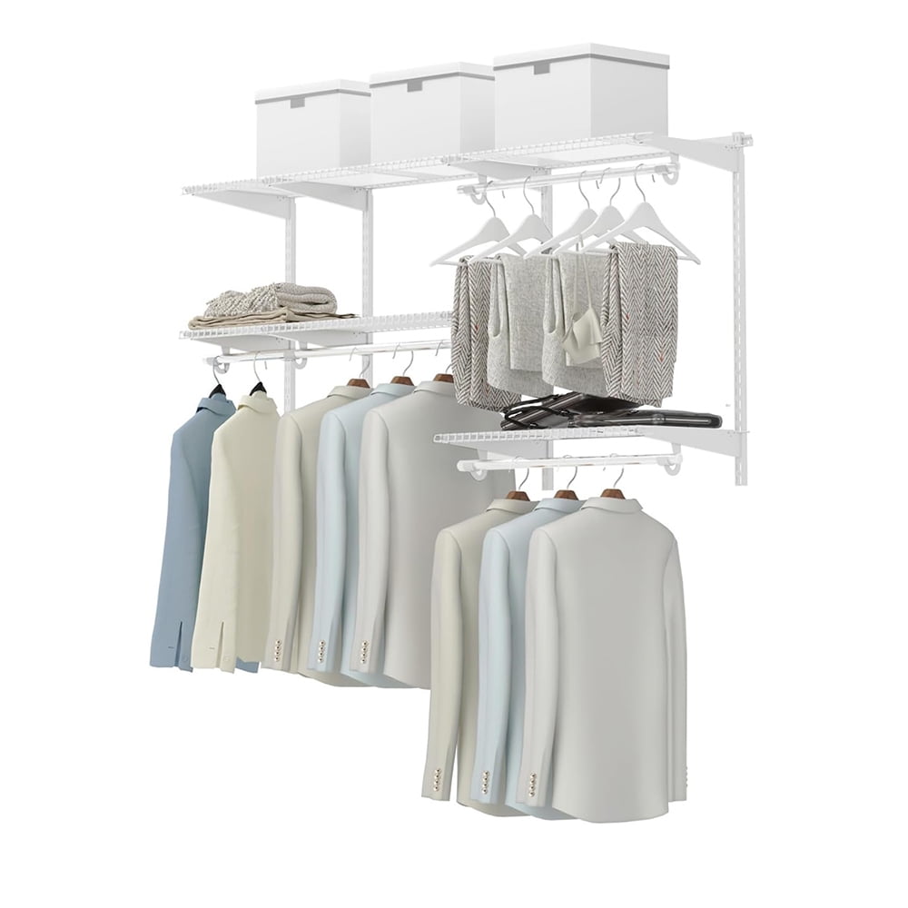 3 to 5 FT Custom Closet System, Wall Mounted Closet with Shelves, Metal ...