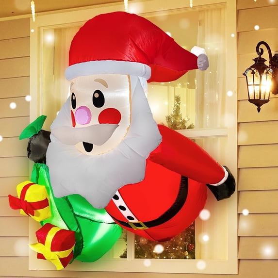 3.5 FT Tall Christmas Inflatable Santa with Gift Bags Broke Out from ...