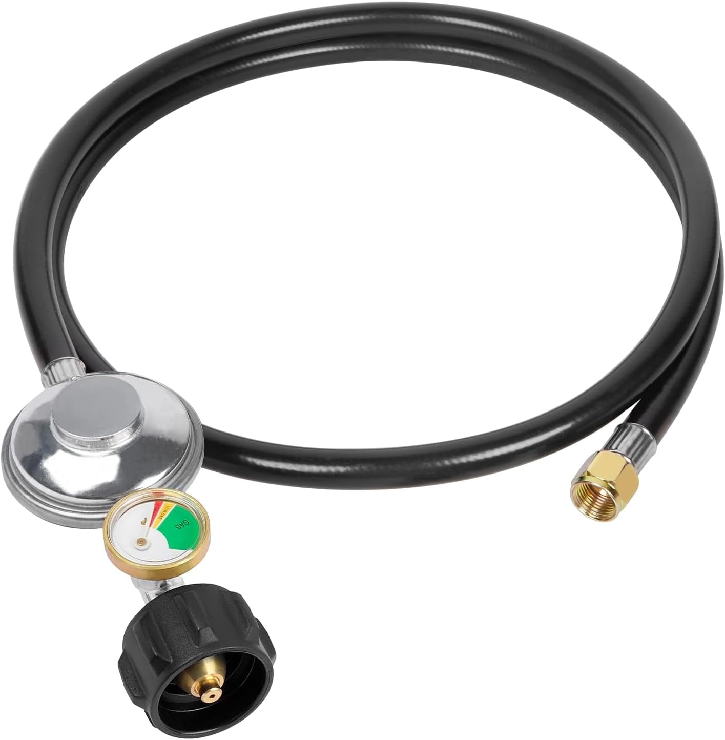 3.5 Feet Universal Gas Grill Regulator and Hose with Gauge, Replacement ...