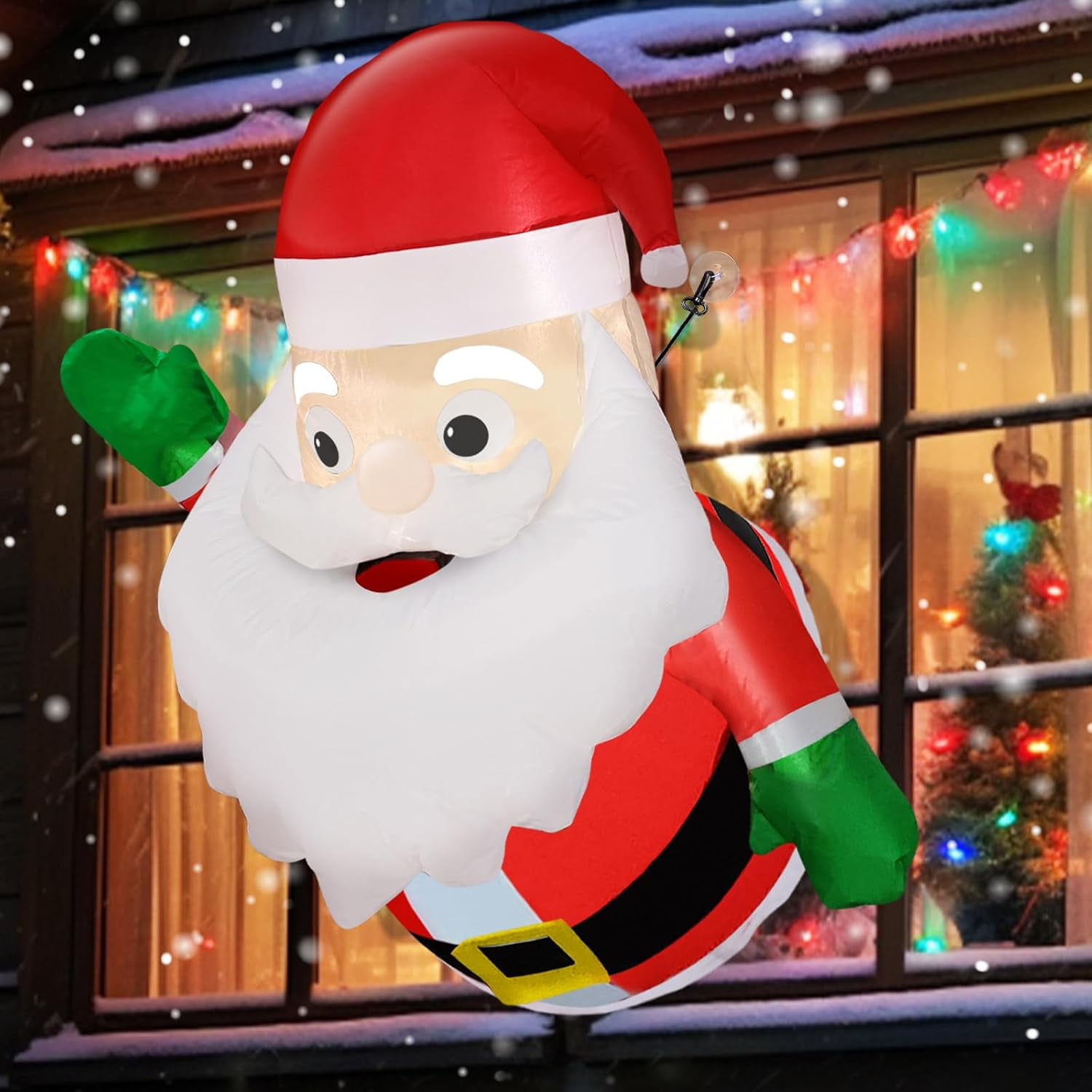 3.5 Ft Christmas Inflatable Santa Claus Lean Out from Window Outdoor ...