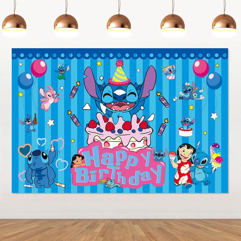 3*5 Ft Stitch Happy Birthday Party Backdrops Children's Happy Birthday ...