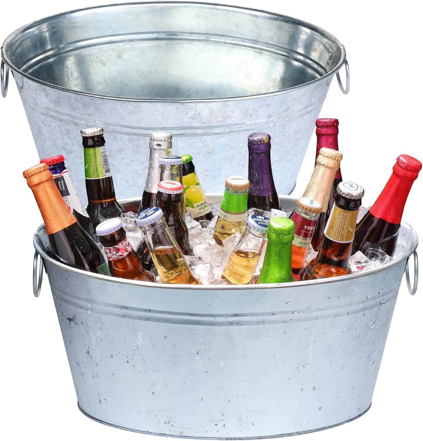 3.5 Gallon Galvanized Tub Ice Bucket for Parties, 2pcs Galvanized ...