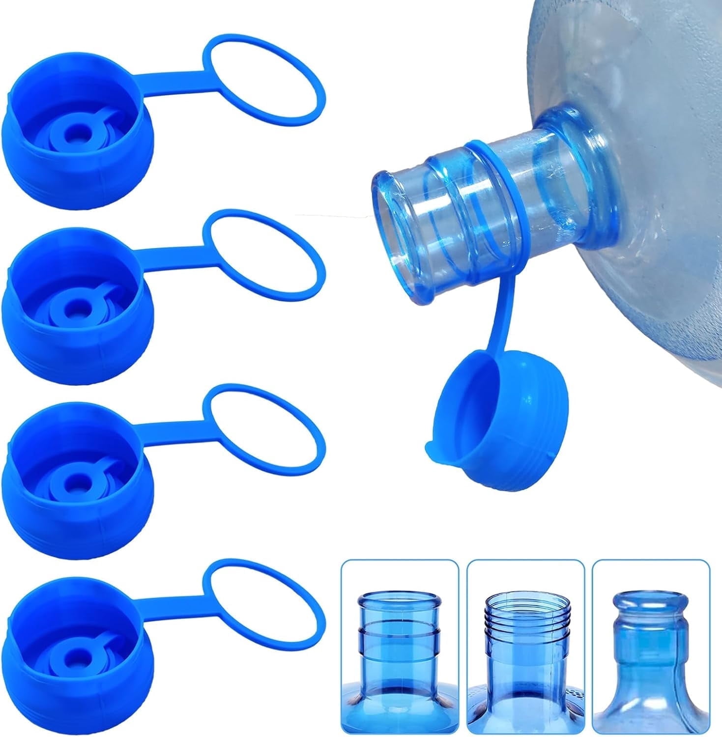 3 & 5 Gallon Water Jug Cap Reusable, Food Grade Silicone Replacement ...