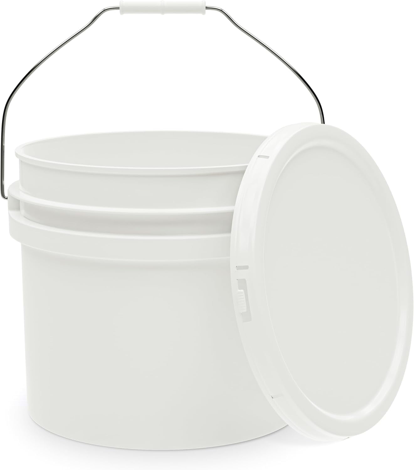 3.5-Gallon White Bucket Pail Container with Lid | Food Grade | Heavy ...