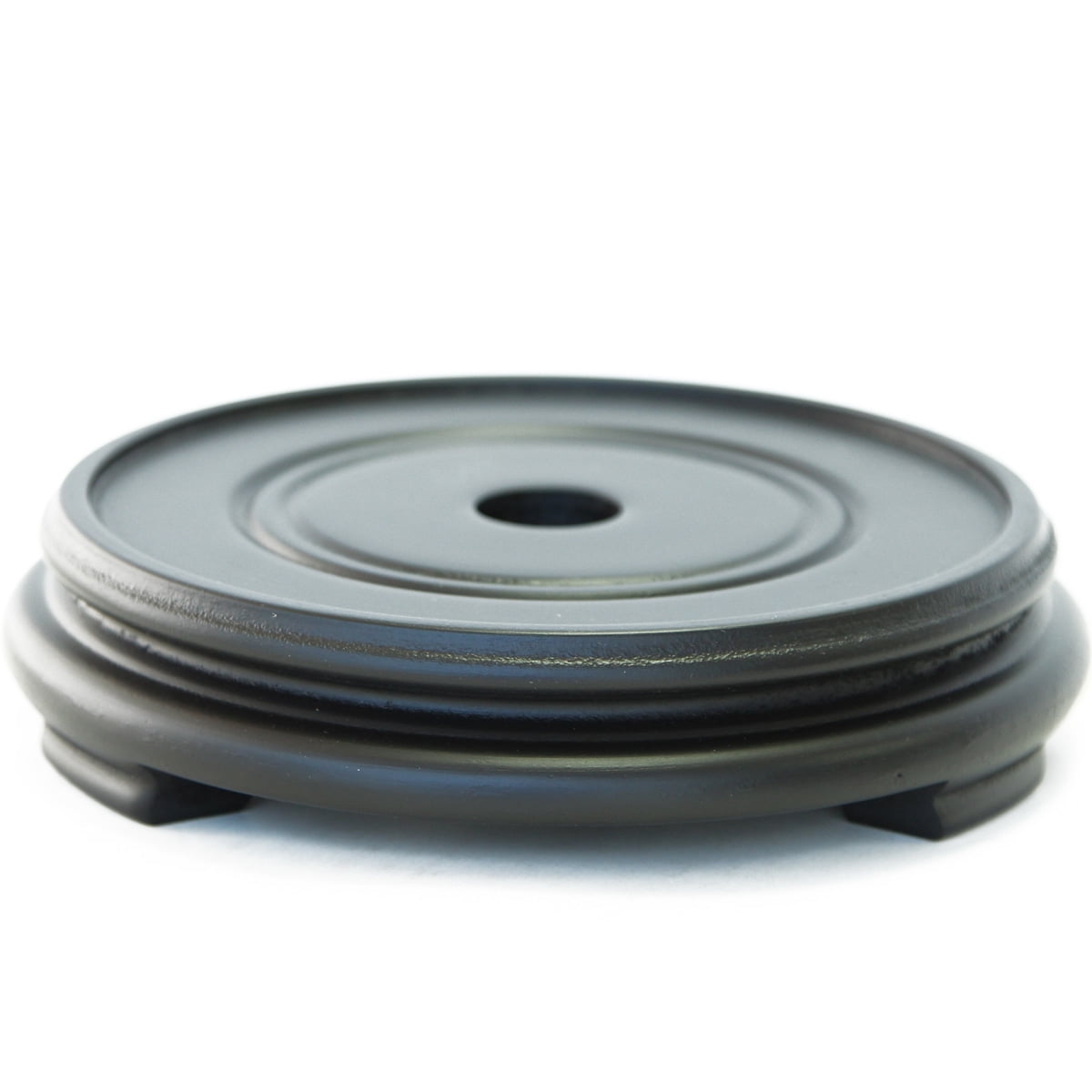 3.5" High Quality Heavy Black Oriental Rubber Finish Round Wooden ...