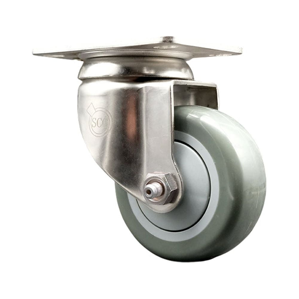 3.5 Inch 316SS Gray Polyurethane Wheel Swivel Top Plate Caster Service ...