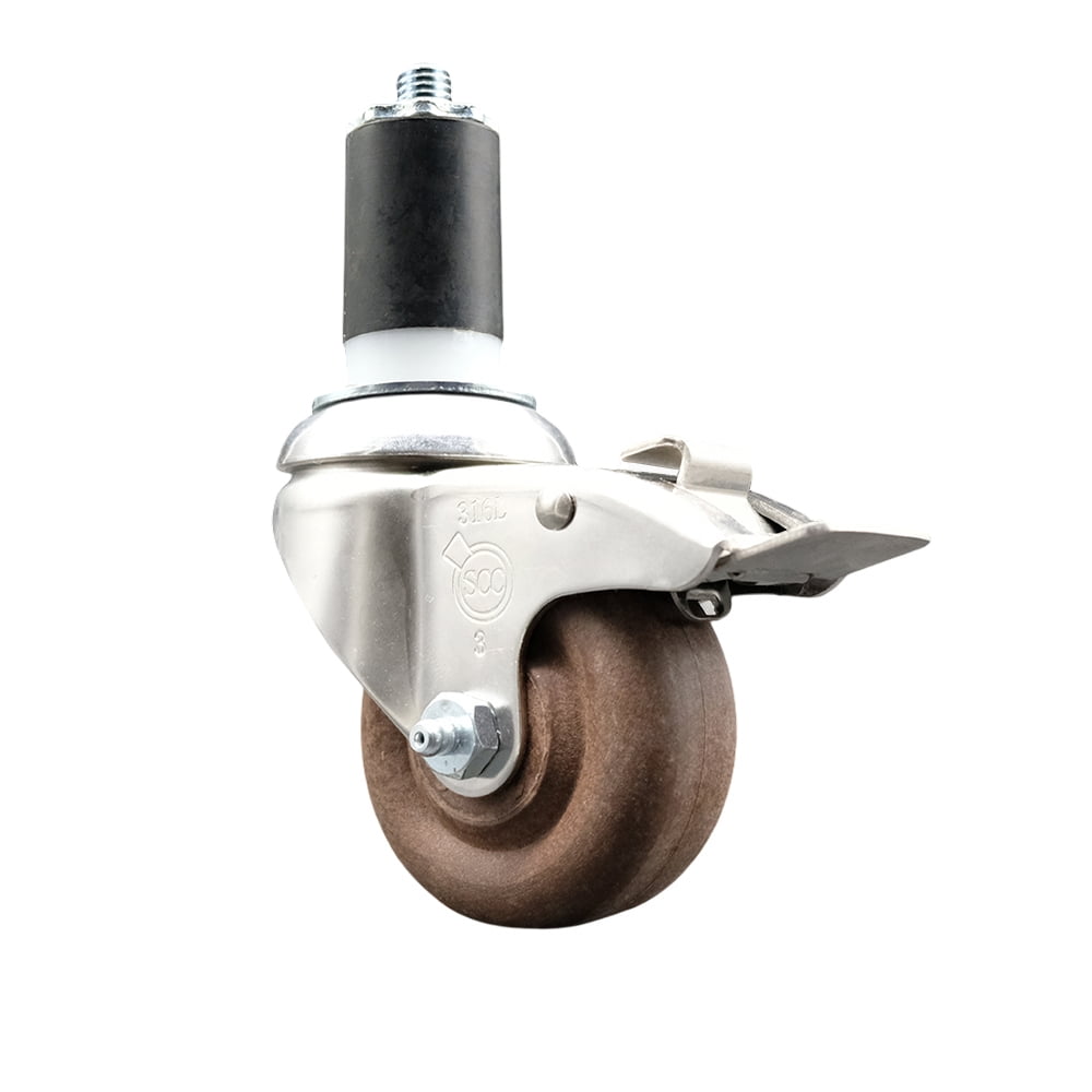 3.5 Inch 316SS High Temp Glass Filled Nylon 1-1/2 Inch Stem Caster Lock ...