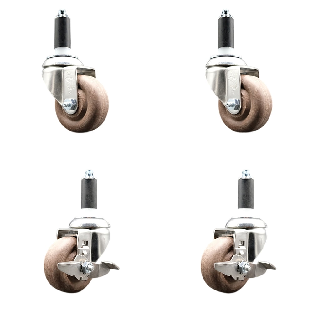 3.5 Inch 316SS High Temp Glass Filled Nylon 1-1/8 Inch Stem Caster Set ...