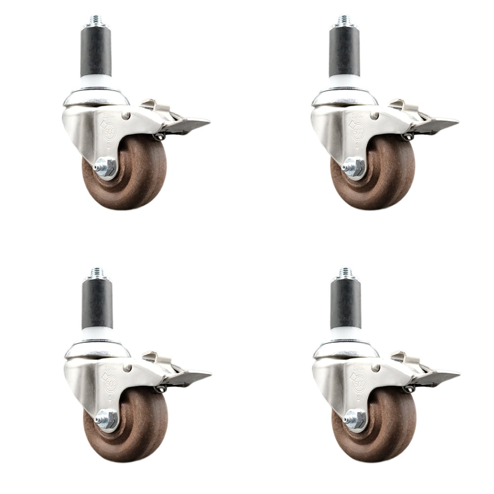 3.5 Inch 316SS High Temp Glass Filled Nylon 1-3/8 Inch Stem Caster Set ...