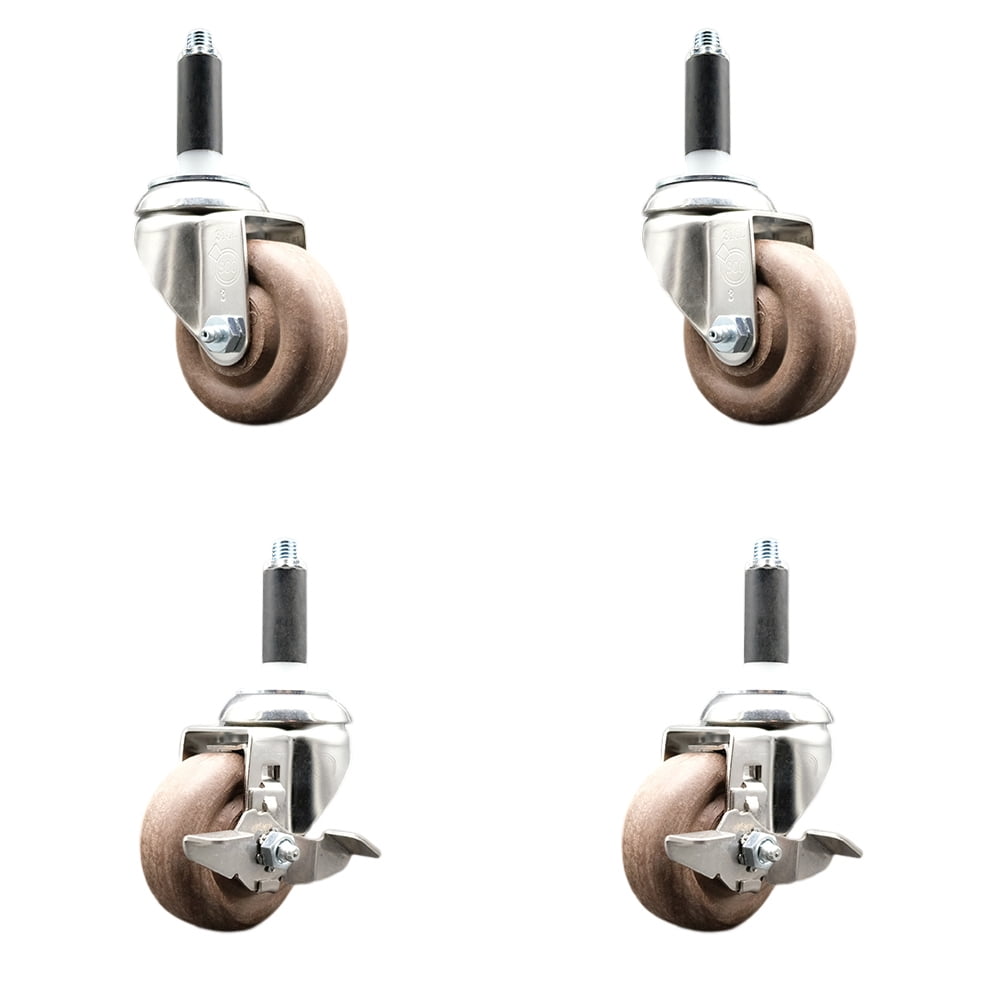 3.5 Inch 316SS High Temp Glass Filled Nylon 7/8 Inch Stem Caster Set 2 ...