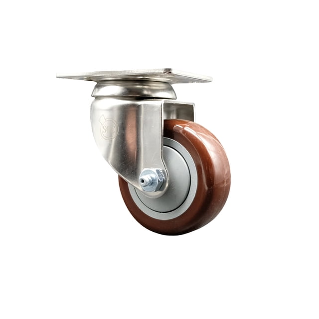 3.5 Inch 316SS Maroon Polyurethane Wheel Swivel Top Plate Caster ...