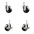 3.5 Inch 316SS Soft Rubber Swivel 10mm Threaded Stem Caster Set 2 ...