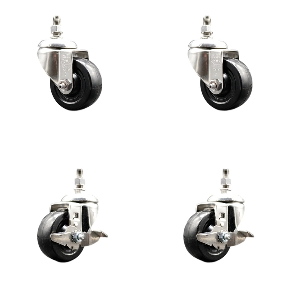 Shelf Caster Set 2 Inch Casters Set Of 4 - Threaded Stem Leveling ...