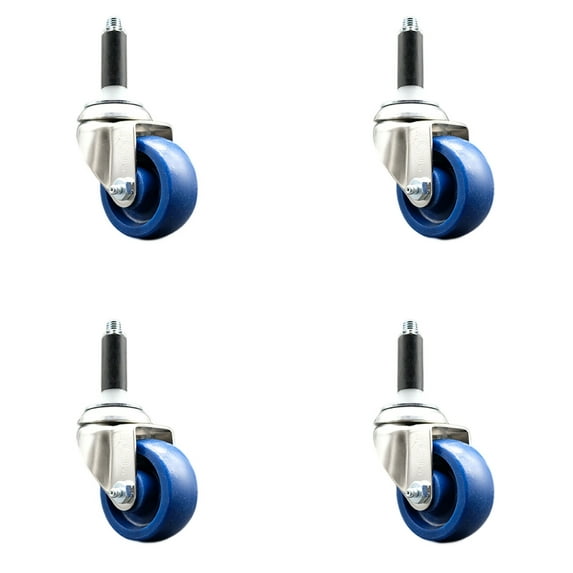 3.5 Inch 316SS Solid Polyurethane Swivel 3/4 Inch Expanding Stem Caster ...