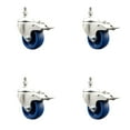 3.5 Inch 316SS Solid Polyurethane Swivel 3/8 Inch Stem Caster Set Lock ...