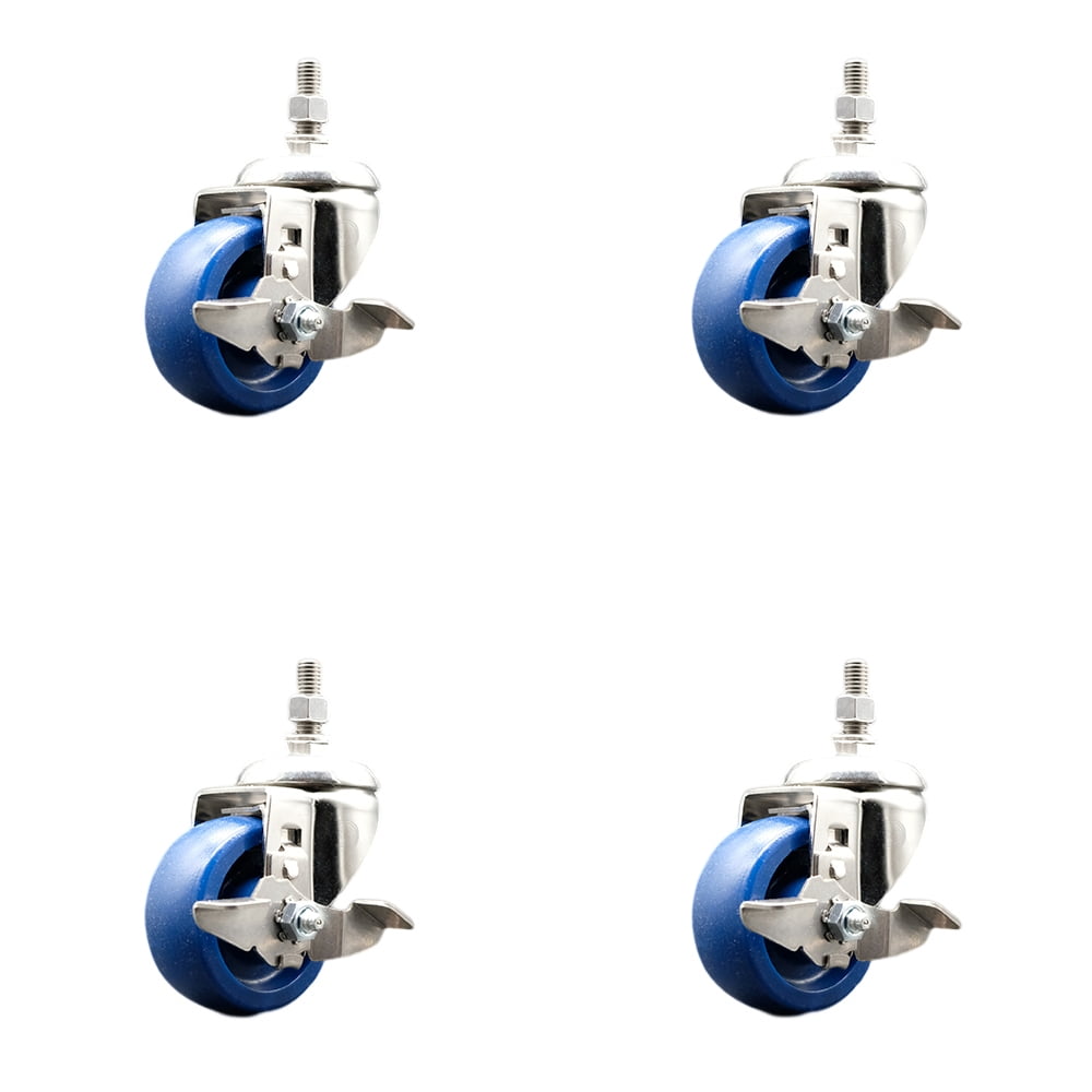 3.5 Inch 316SS Solid Polyurethane Swivel ½ Inch Threaded Stem Caster ...