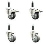 3.5 Inch 316SS Thermoplastic Rubber 7/8 Inch Stem Caster Set 2 Lock ...