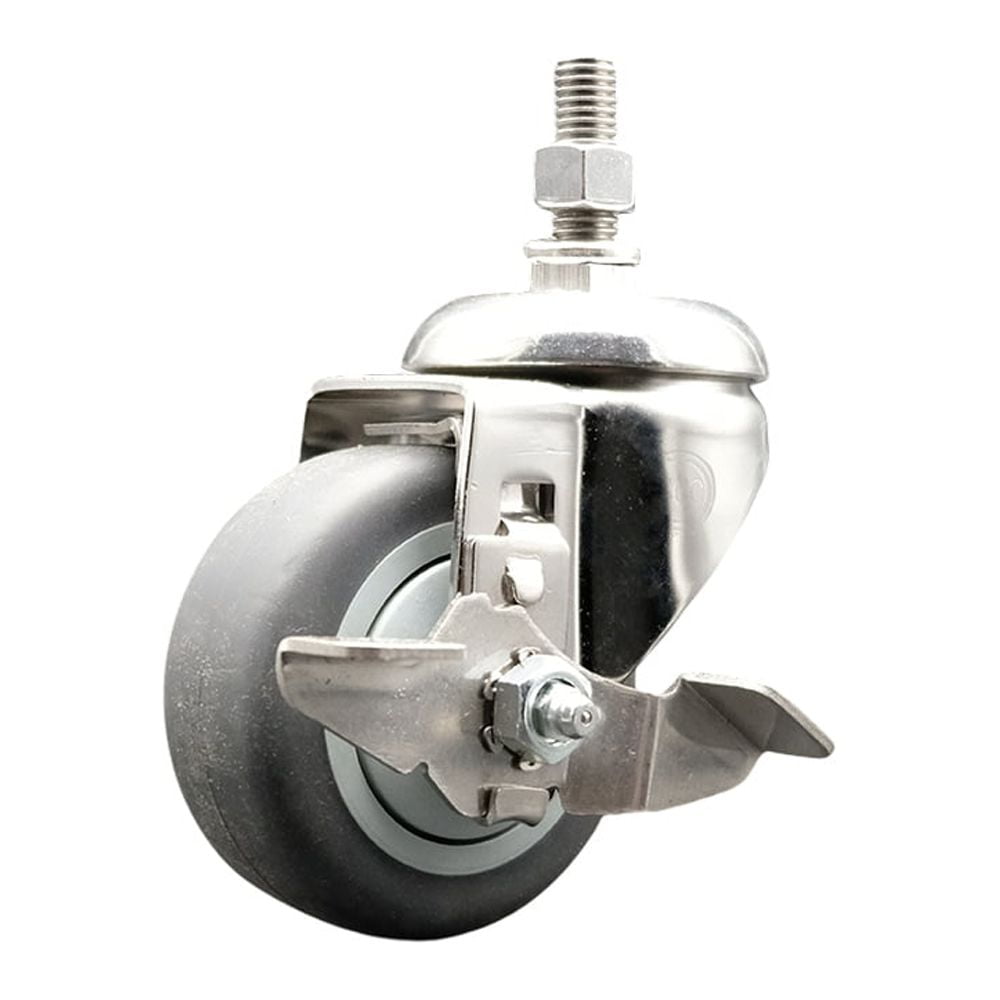 3.5 Inch 316SS Thermoplastic Rubber ½ Inch Threaded Stem Caster with ...