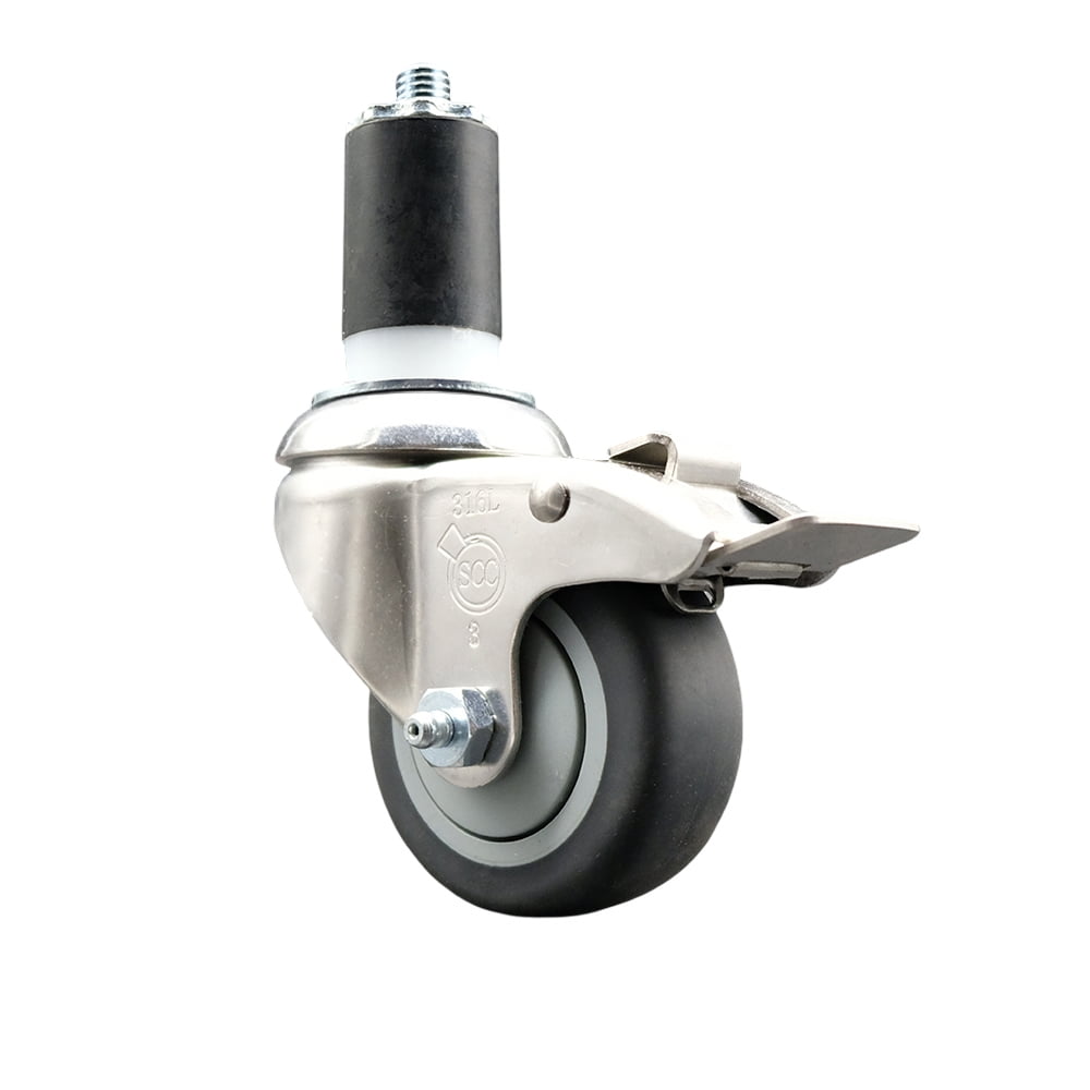 3.5 Inch 316SS Thermoplastic Rubber Swivel 1-1/2 Inch Stem Caster Lock ...
