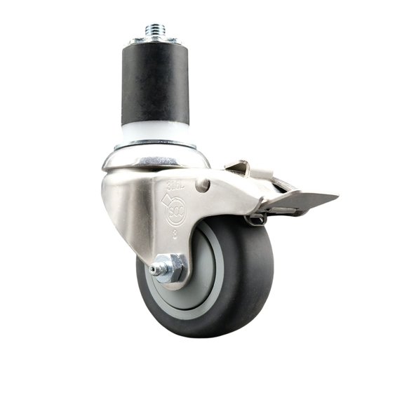 3.5 Inch 316SS Thermoplastic Rubber Swivel 1-3/4 Inch Stem Caster Lock ...