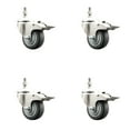 3.5 Inch 316SS Thermoplastic Rubber Swivel ½ Inch Stem Caster Set Lock ...