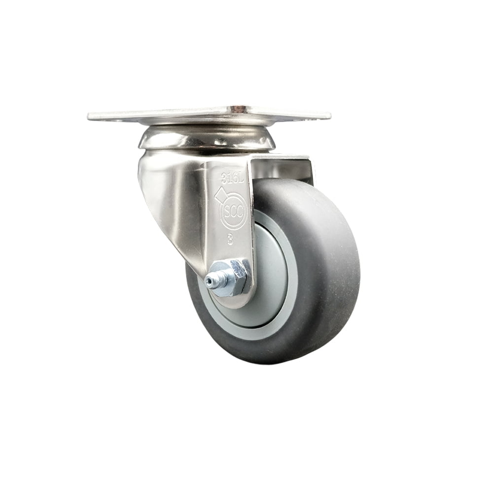 3.5 Inch 316SS Thermoplastic Rubber Wheel Swivel Top Plate Caster ...