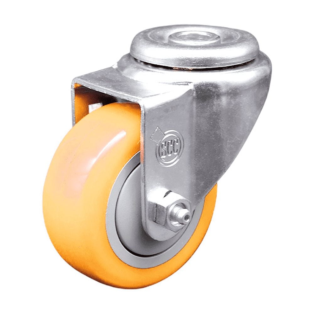3.5 Inch 316SS Yellow Polyurethane Wheel Swivel Bolt Hole Caster ...
