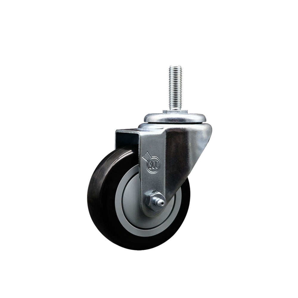 3.5 Inch Black Poly Wheel Swivel 5/8 Inch Threaded Stem Caster Service ...